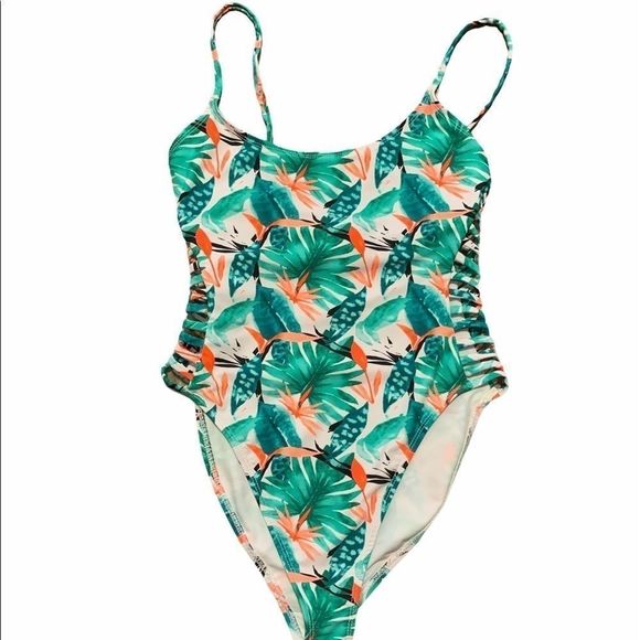 Revamped | Swim | Revamped Tropical Leaf Print Cut Out Swimsuit S ...